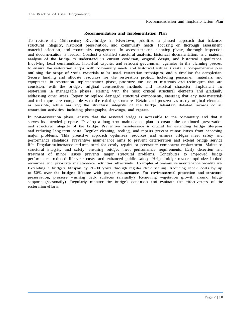 Recommendation and Implementation Plan Case Study 2 | PDF | Bridge