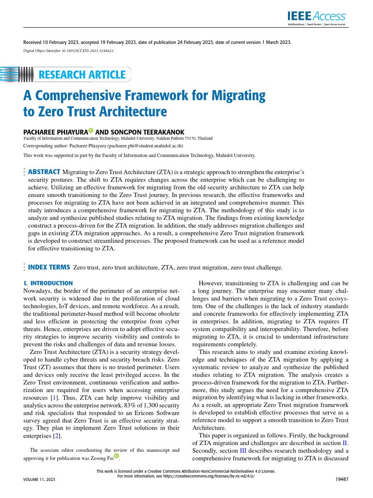 LR 57 A Comprehensive Framework For Migrating To Zero Trust Architecture | PDF | Computer ...