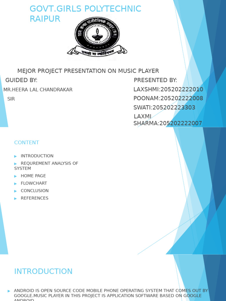 Music Player Project Presentation | PDF