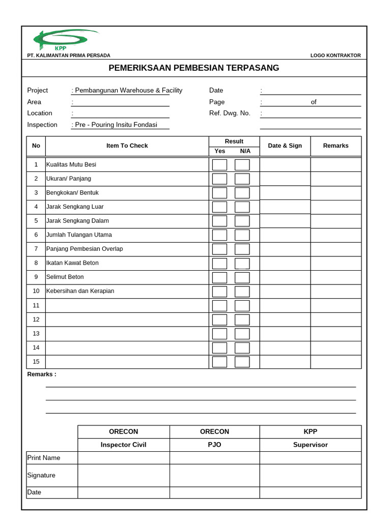 Pre-Pouring Form | PDF | Building Technology | Materials