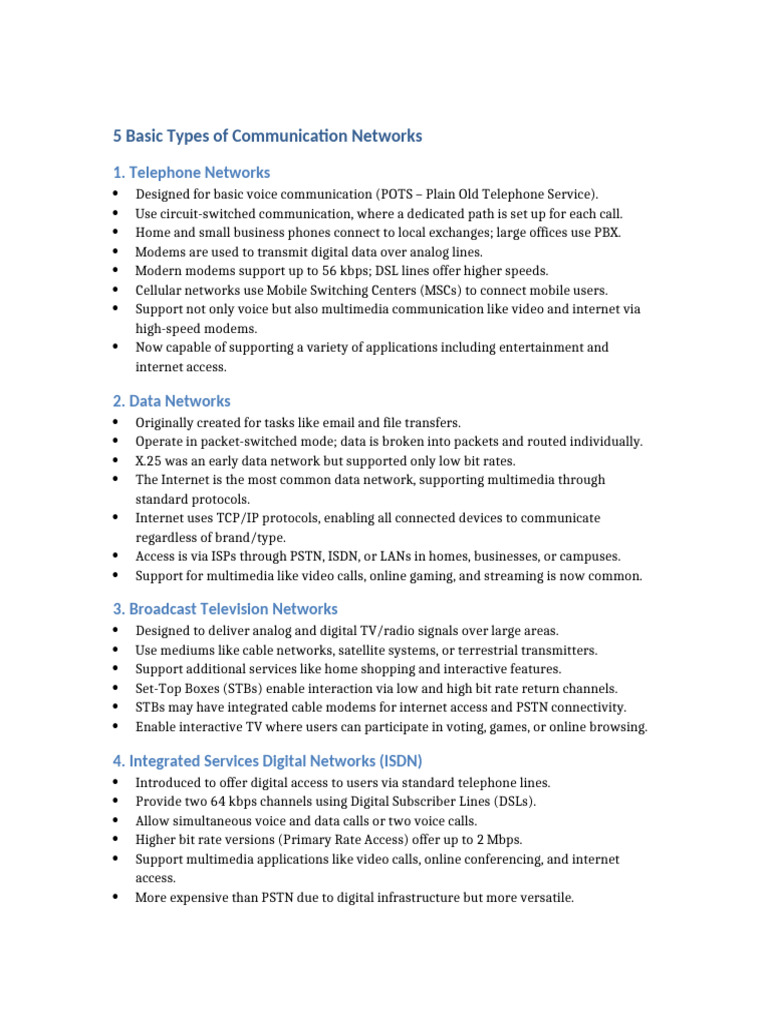 5 Basic Communication Networks | PDF | Computer Network | Public ...