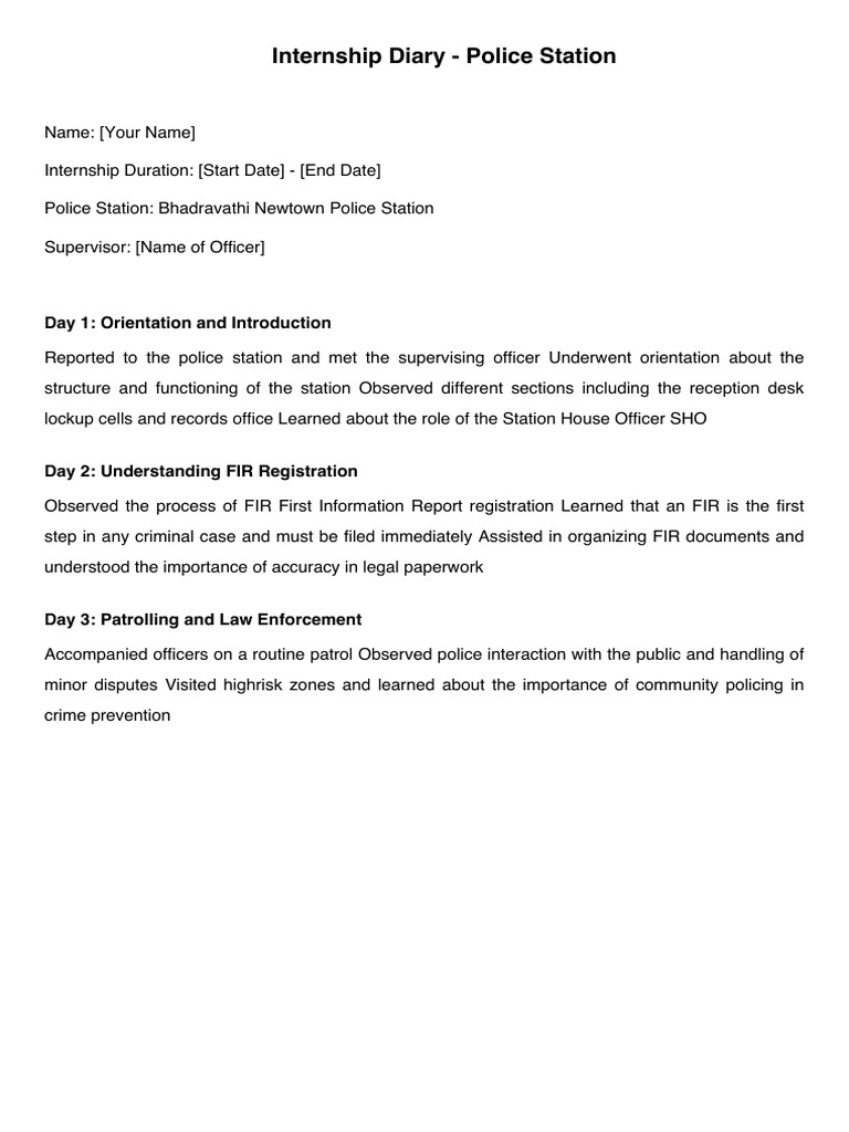 Police Station Internship Diary | PDF