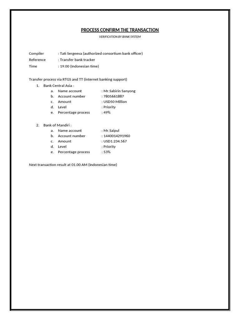 Process Confirm The Transaction | PDF
