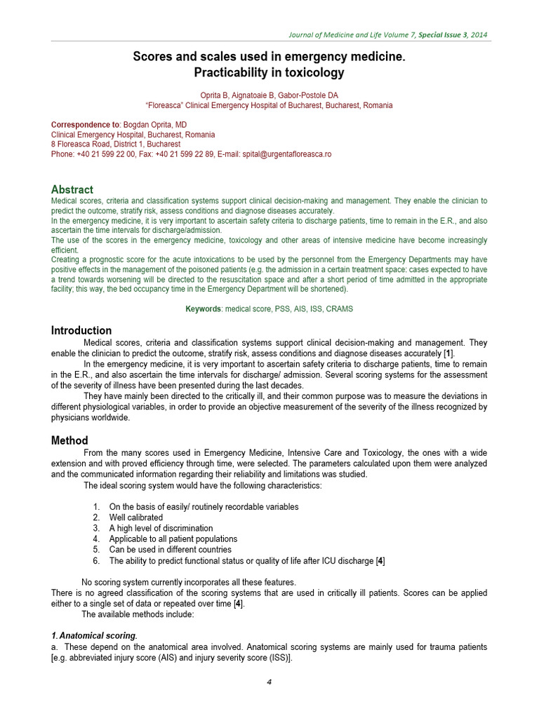 Emergency Medicine Scoring Systems | PDF | Emergency Department ...