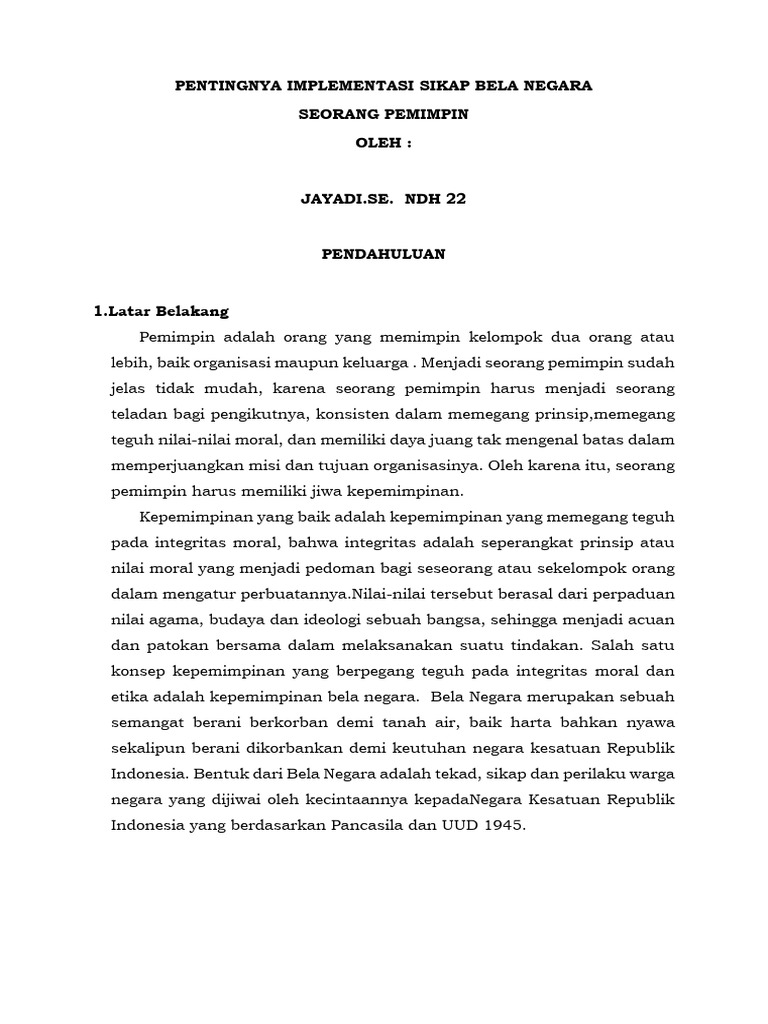 22.jayadi .Se .Agenda 1 (Bela Negara Kepemimpinan Pancasila) | PDF