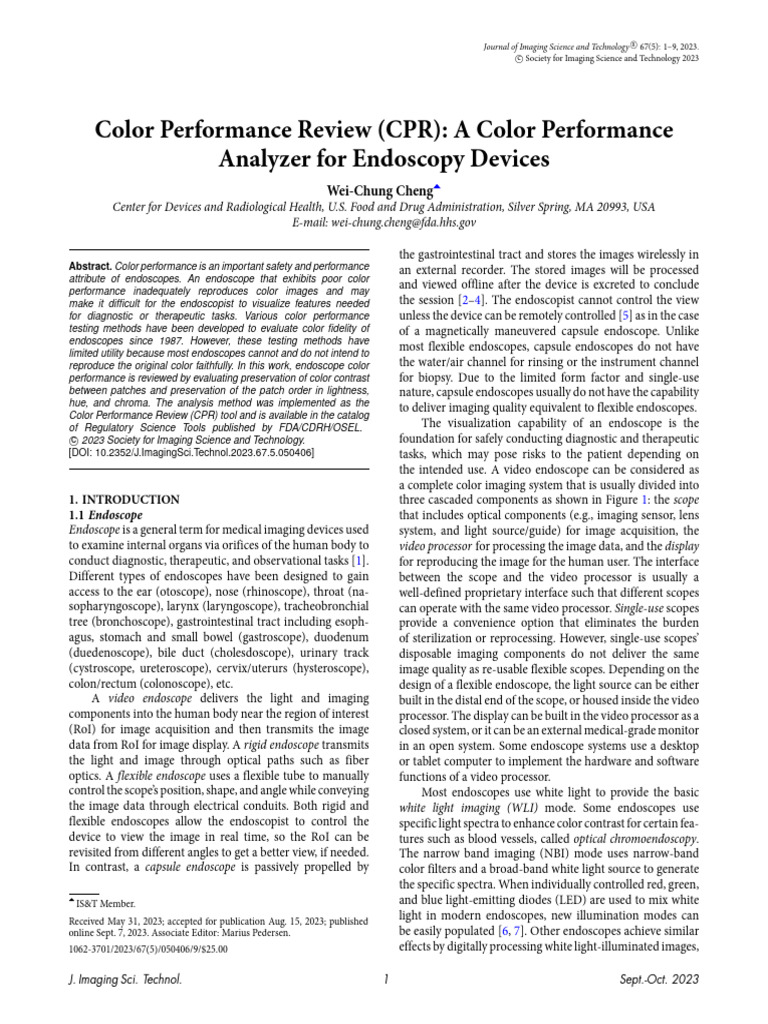 Endoscope Color Performance Analyzer | PDF | Color | Rgb Color Model