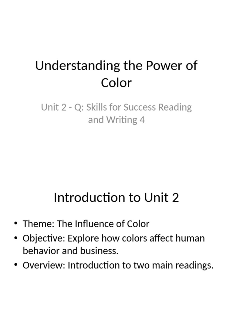 Unit 2 Power of Color Presentation | PDF