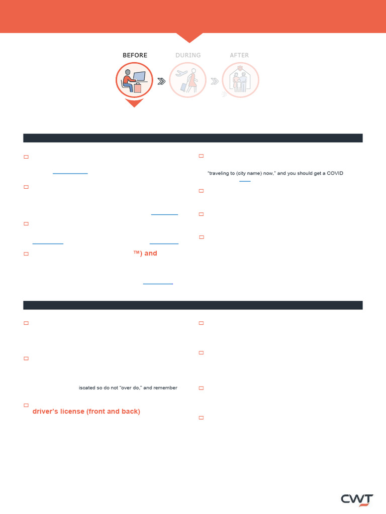 CWT Travel Essentials Checklist | PDF | Airport | Restaurants