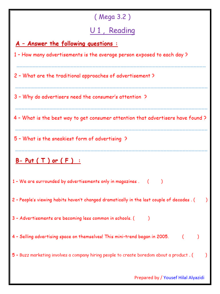 Mega 3.2 U1 (Reading) | PDF