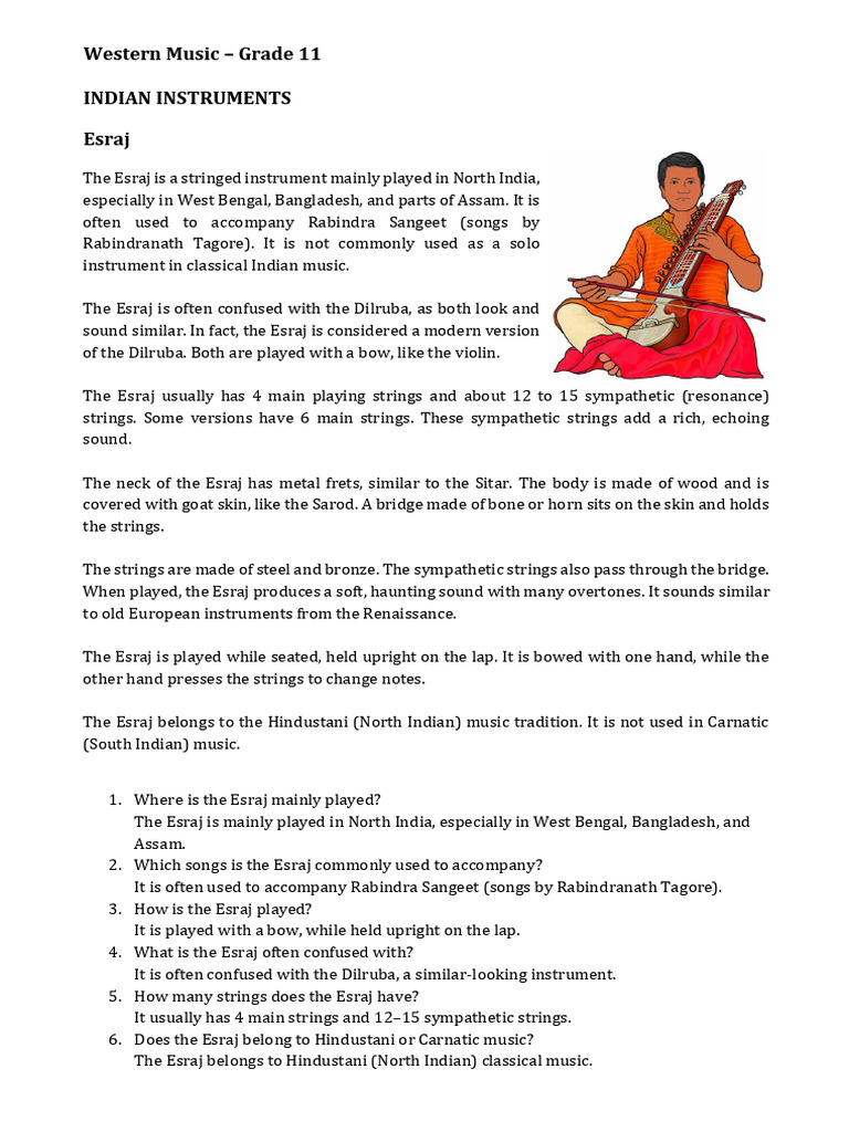 INDIAN INSTRUMENTS - Grade 11 | PDF | String Instruments | Music Production