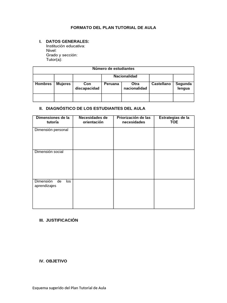 Plan Tutorial de Aula | PDF | Salón de clases | Aprendizaje