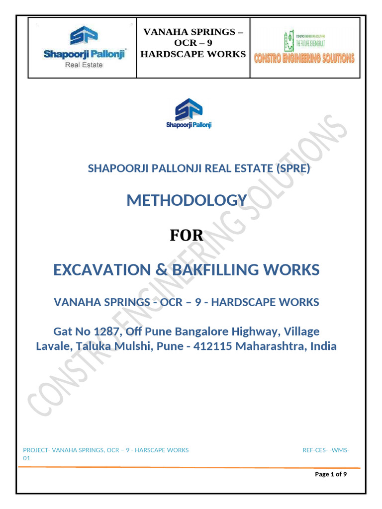 Excavation & Backfilling - WMS | PDF