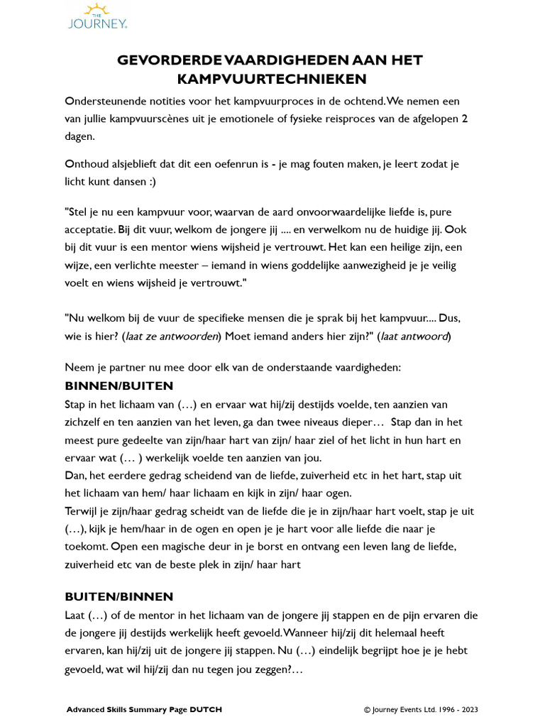 JI3 NL Advanced Skills Campfire Skills 2023 | PDF