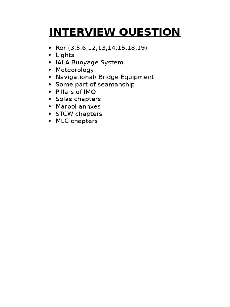 Interview Question Molmi & Common | PDF | Navigation | Ships