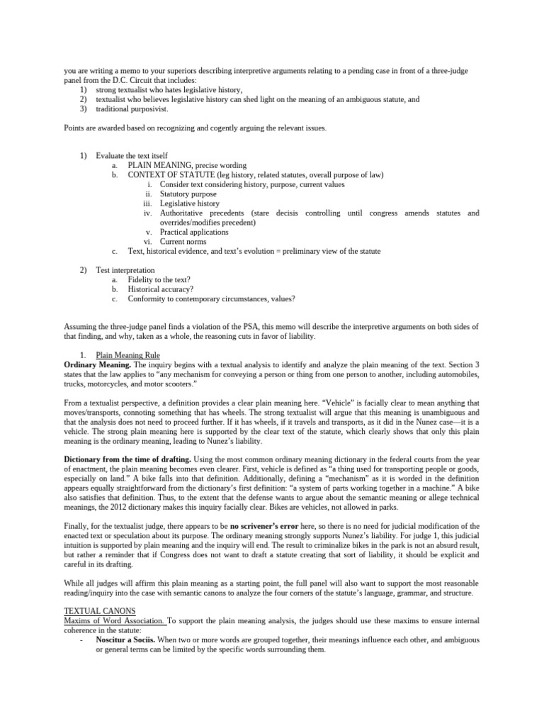 Interpretive Arguments in PSA Case Analysis | PDF | Statutory ...