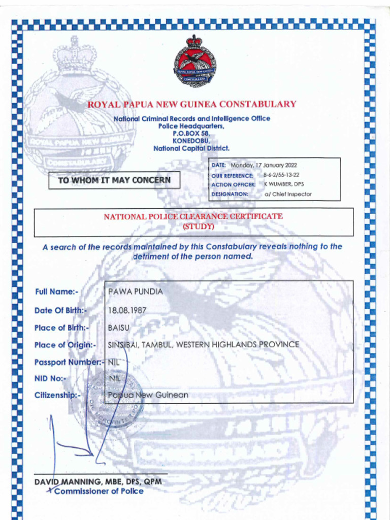 Police Clearance 2022 (1) | PDF