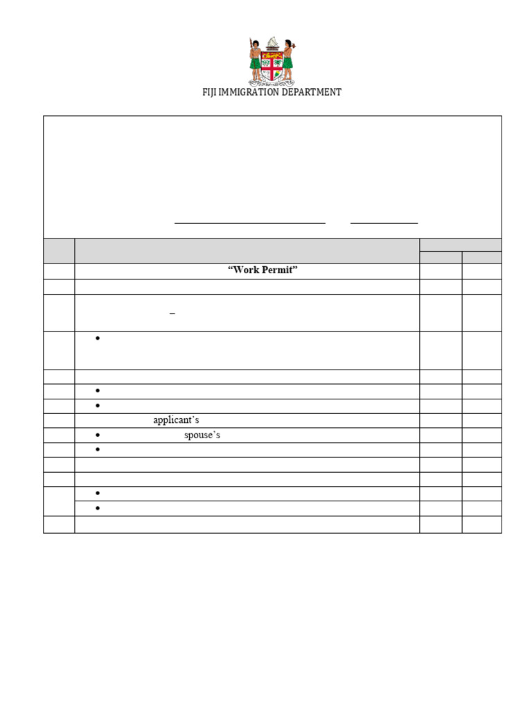 Fiji Work Permit Application Checklist | PDF | Passport | Government ...