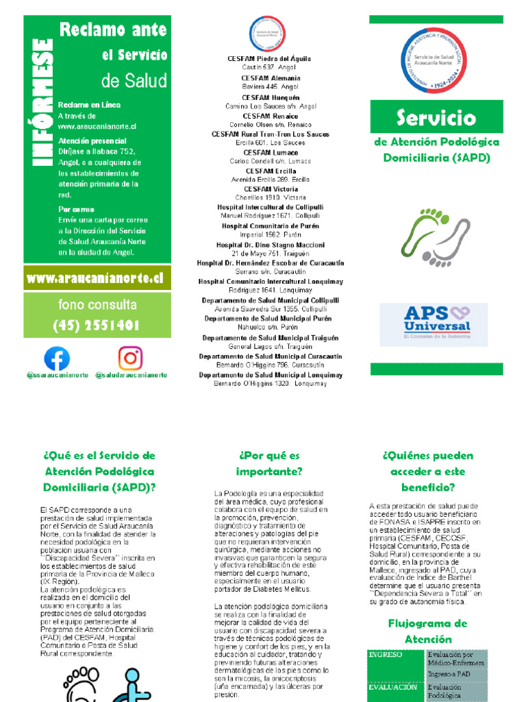 Triptico Informativo Podologia Pad | PDF