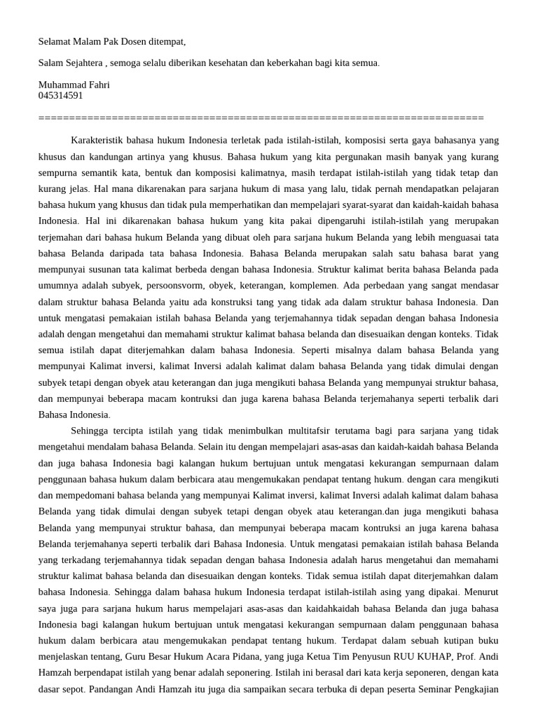 DISKUSI 2 BAHASA DAN TERMINOLOGI HUKUM | PDF