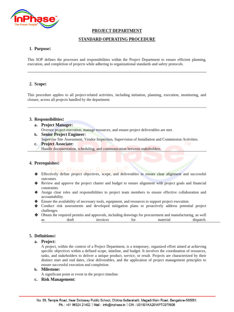 SOP - Project | PDF | Project Management | Risk Management