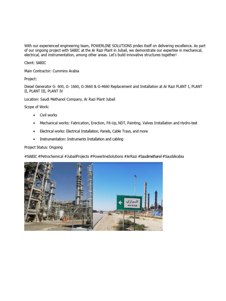SABIC Ar Razi Plant Project Overview | PDF