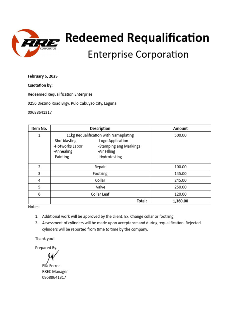 Requalification Quotation Summary | PDF