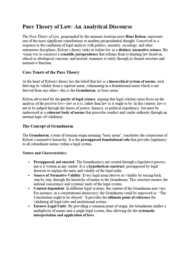 Pure Theory of Law Detailed | PDF | Jurisprudence | Liberal Arts Education