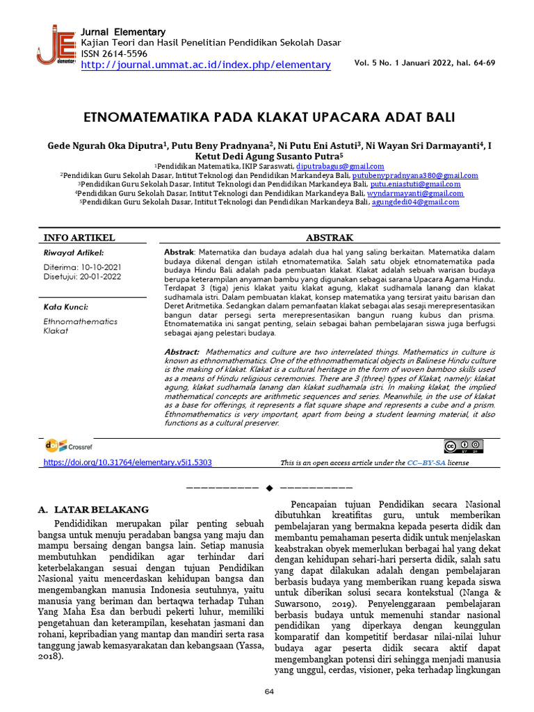 Etnomatematika Pada Klakat Upacara Adat Bali | PDF