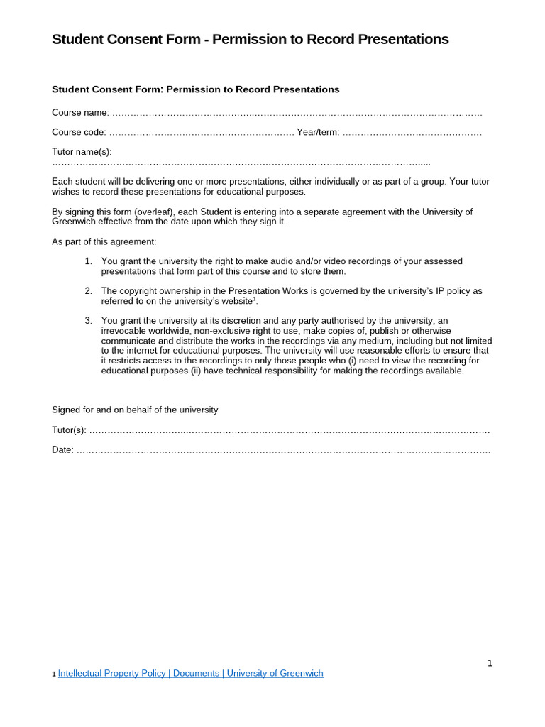Student Consent Form | PDF