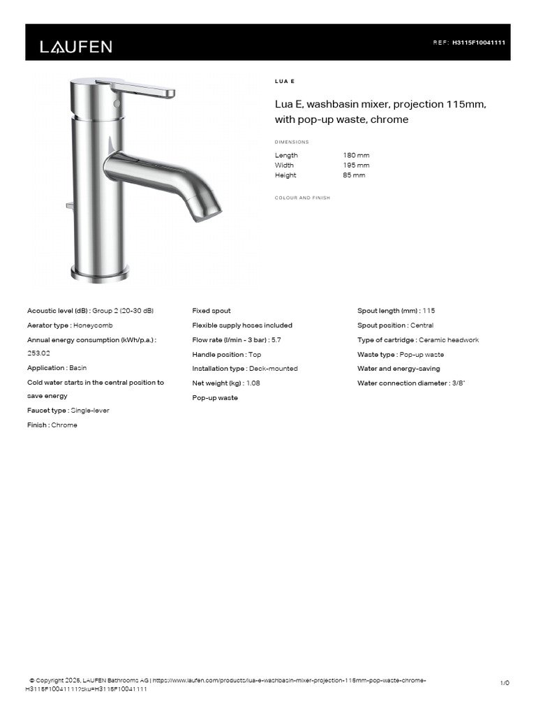 LAUFEN H3115F10041111 en INT | PDF
