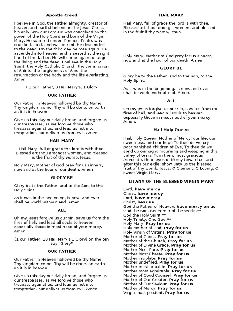 Apostle Creed | PDF | Lord's Prayer | Mary, Mother Of Jesus