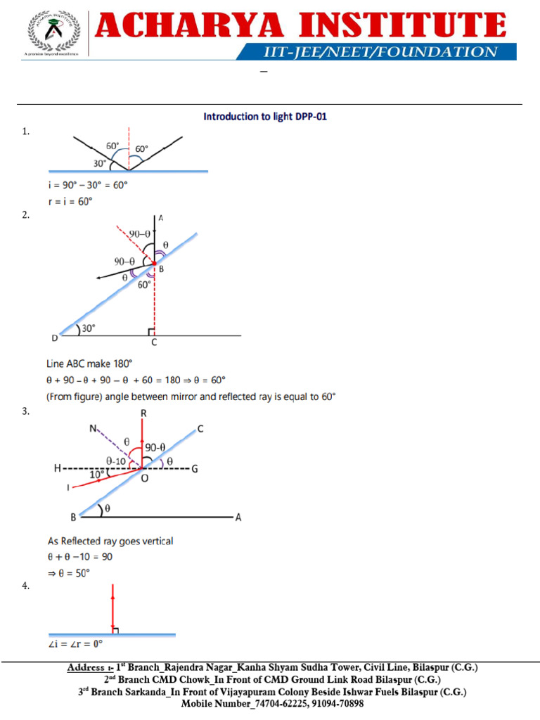 Ray Optics All DPP Solution | PDF | Physics