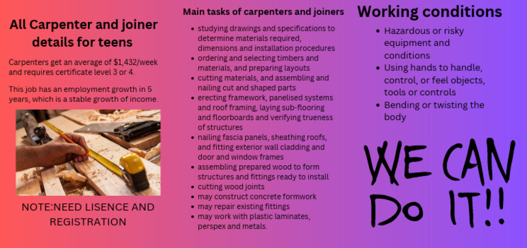 Carpenter Job Overview and Skills | PDF