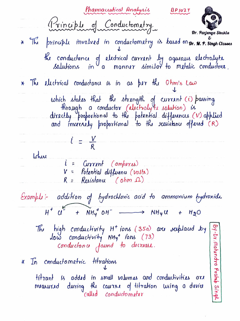 Principle of Conductometry | PDF | Chemical Compounds | Chemical Substances