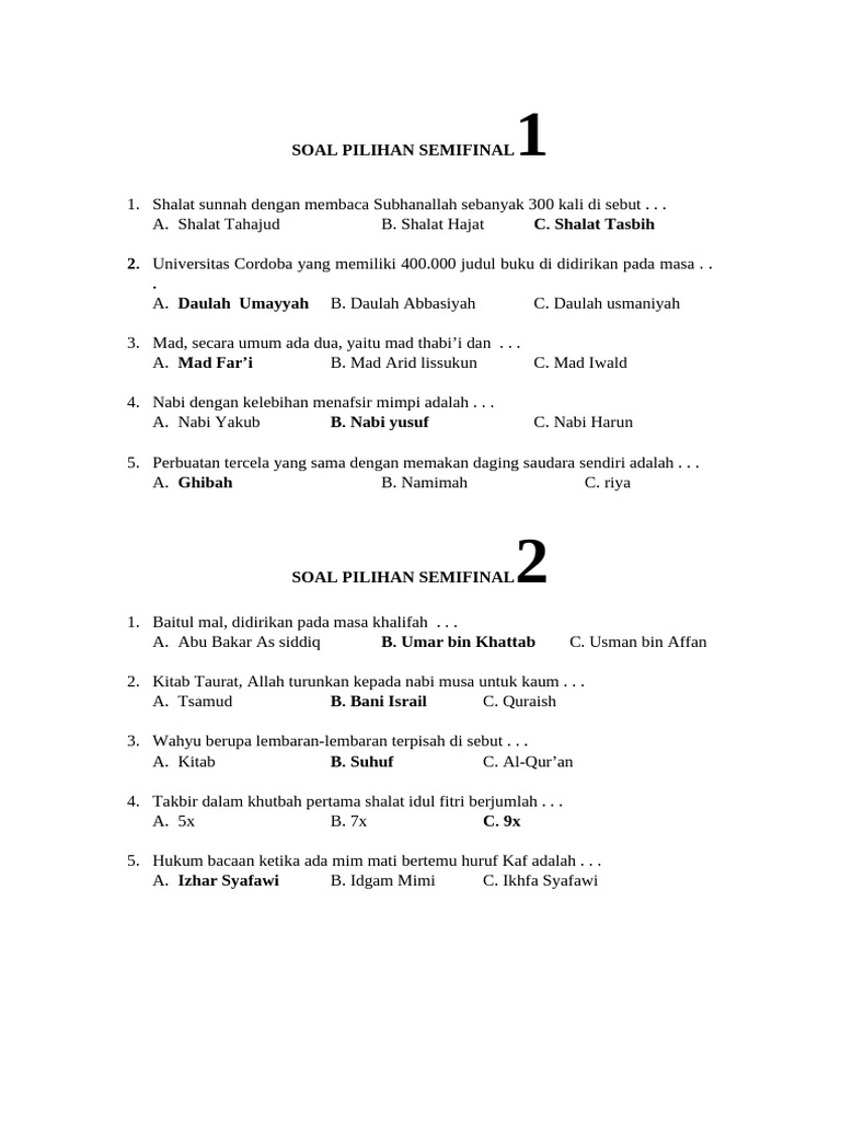Soal Cca Pilihan Semifinal1 | PDF