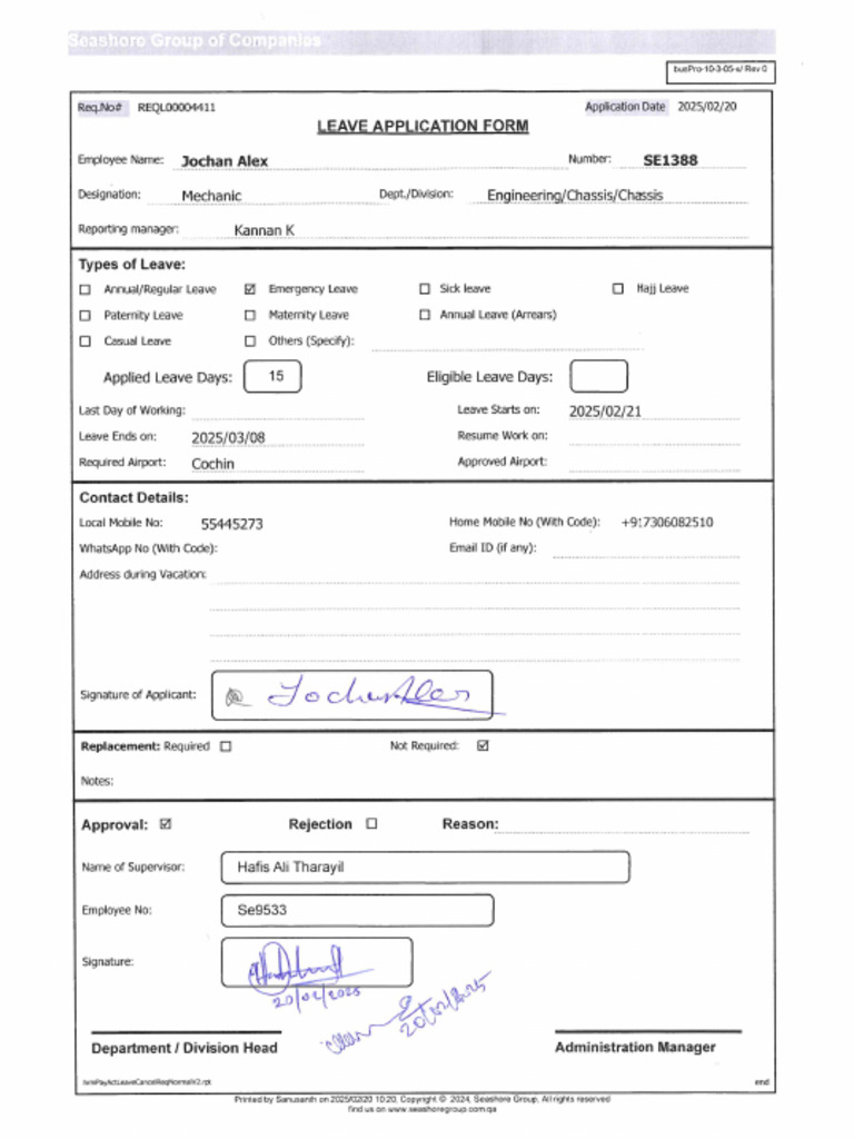 Leave Req 4411 | PDF