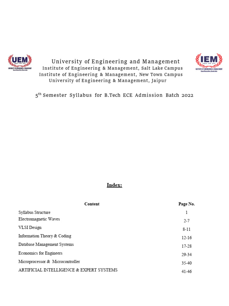 ECE-5th-Sem-SYLLABUS-BOOKLET | PDF | Electrical Impedance | Transmission Line