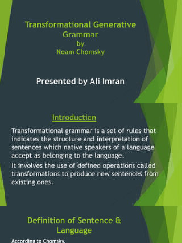 Transformational Generative Grammar | PDF