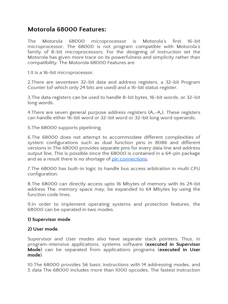 M 68000 Microprocessor | PDF | Central Processing Unit | Input/Output