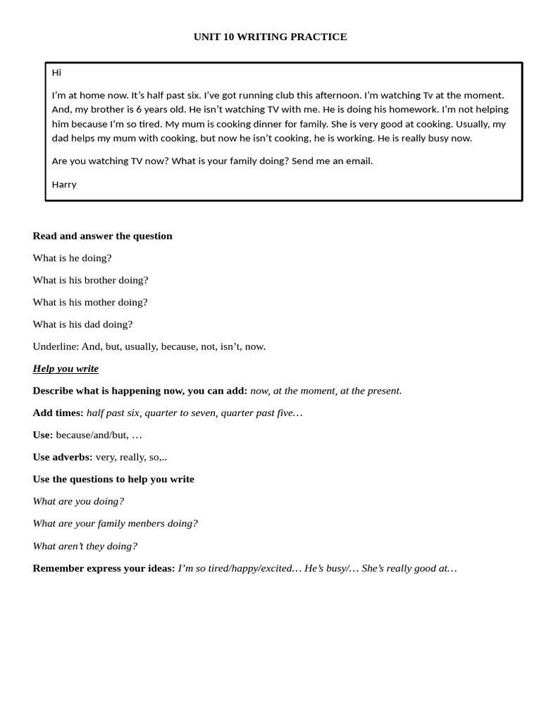 Unit 10 Writing Practice Guide | PDF