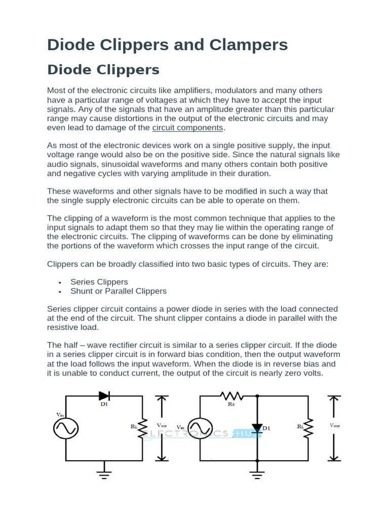 Diode Clippers and Clampers | PDF | Diode | Rectifier