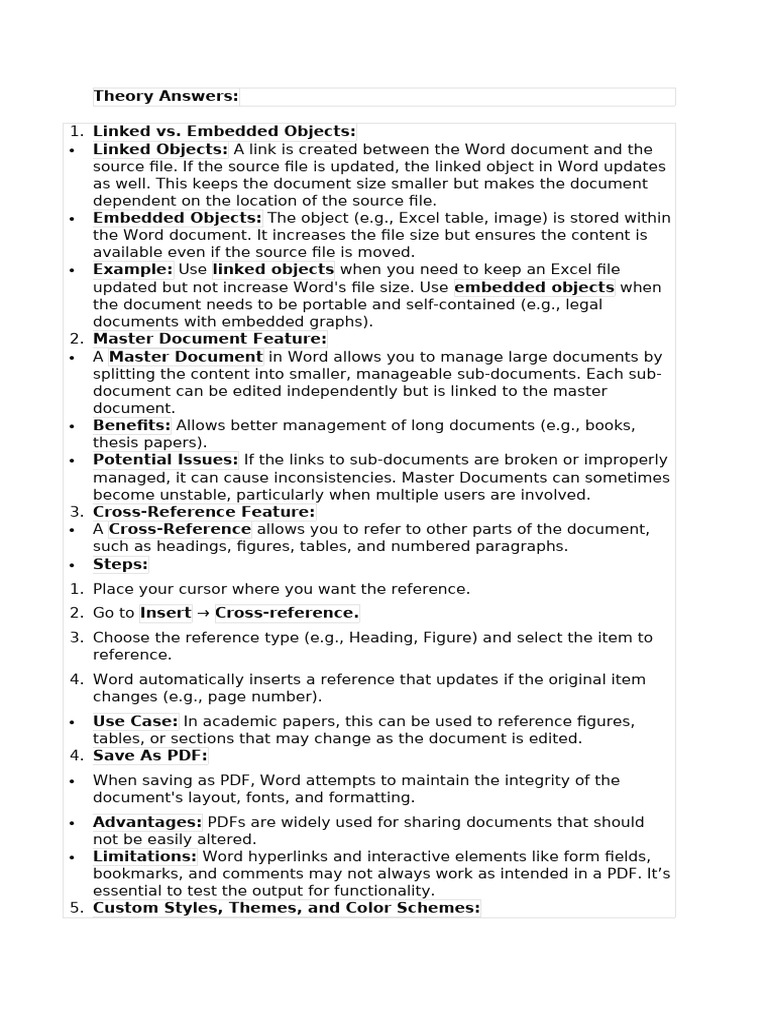 Answerss To MS Word Questions 12 | PDF | Microsoft Word | Microsoft Excel