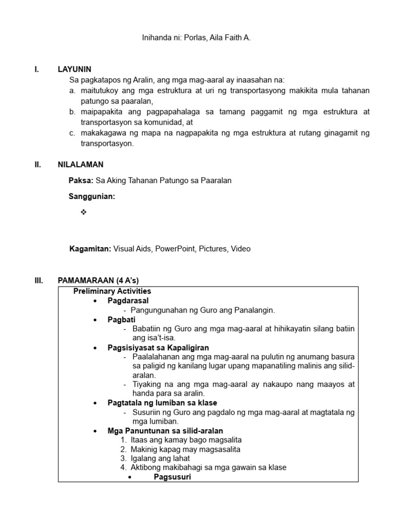 Banghay Aralin Sa Ap 1 | PDF