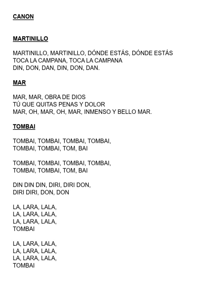 Letra de la Canción Martinillo | PDF
