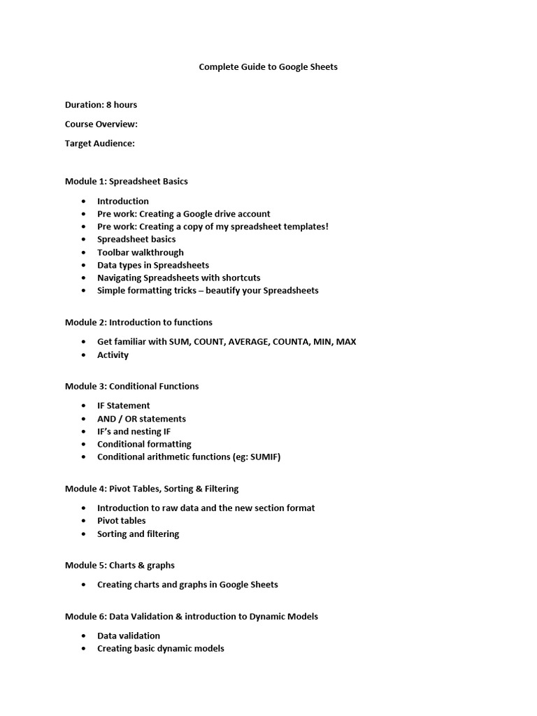Complete Guide To Google Sheets | PDF