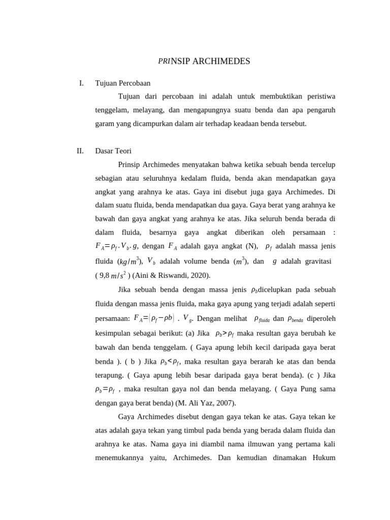 Prinsip Archimedes | PDF