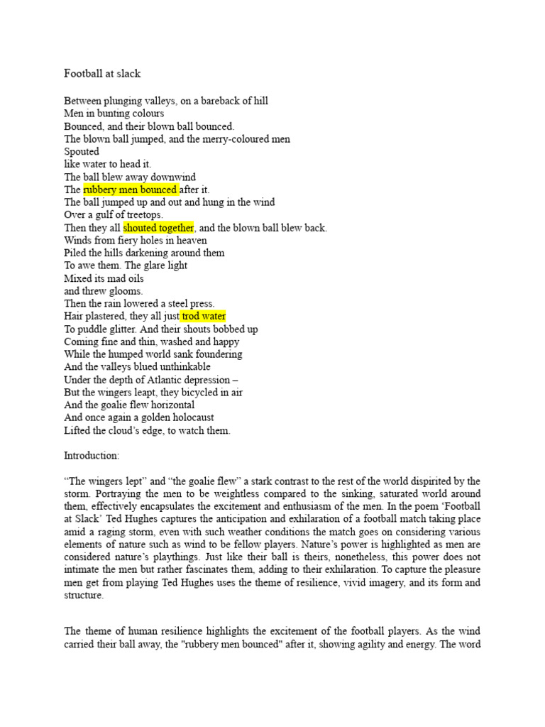 Football at Slack Answer | PDF | Poetry