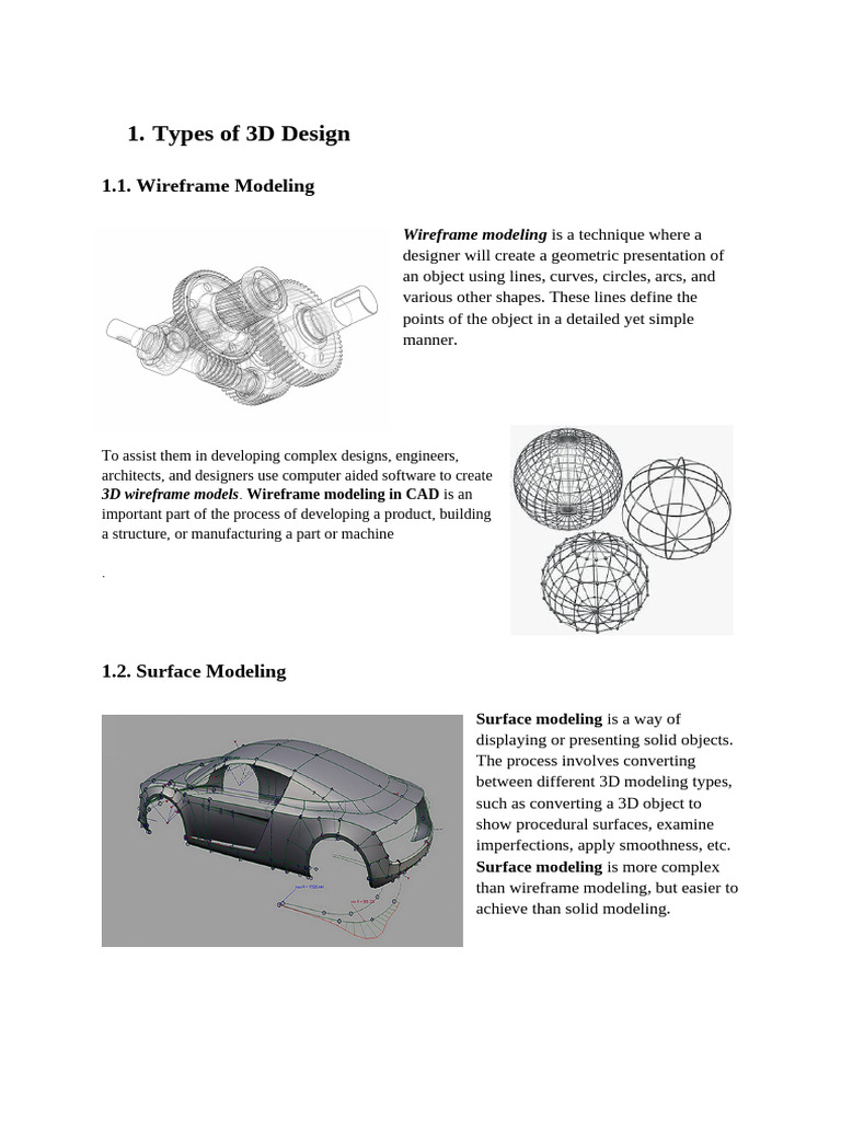Types of 3D Design and Printing | PDF | 3 D Modeling | 3 D Printing