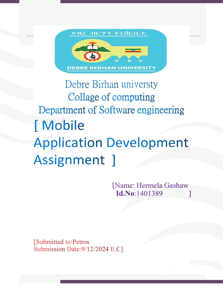 Mobile Application Development Assignment Submittion | PDF | Typefaces | Android (Operating System)