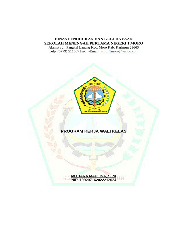 Program Kerja Wali Kelas 7.4 SMPN 1 Moro | PDF